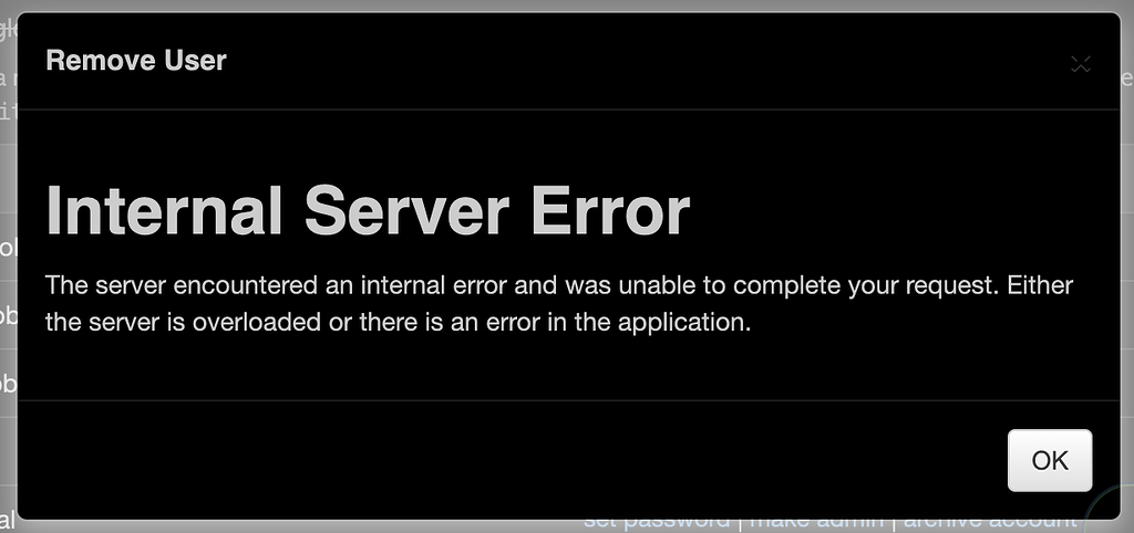 "Internal Server Error" (when adding new users, aliases, etc ...